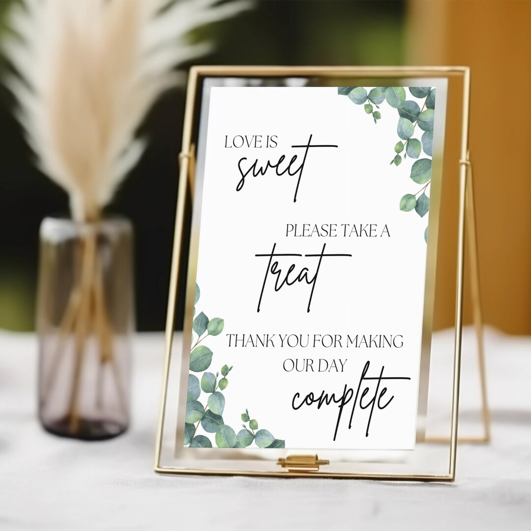 Eucalyptus Love is Sweet Sign Eucalyptus Sweet Buffet Sign Love is ...