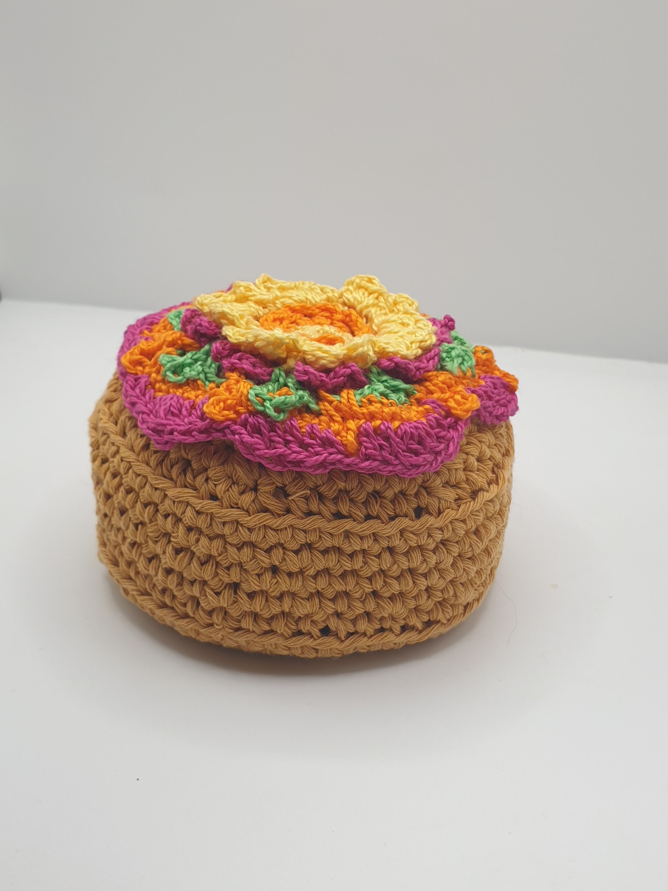Crocheted Pin Cushion With Flower Decoration - Etsy