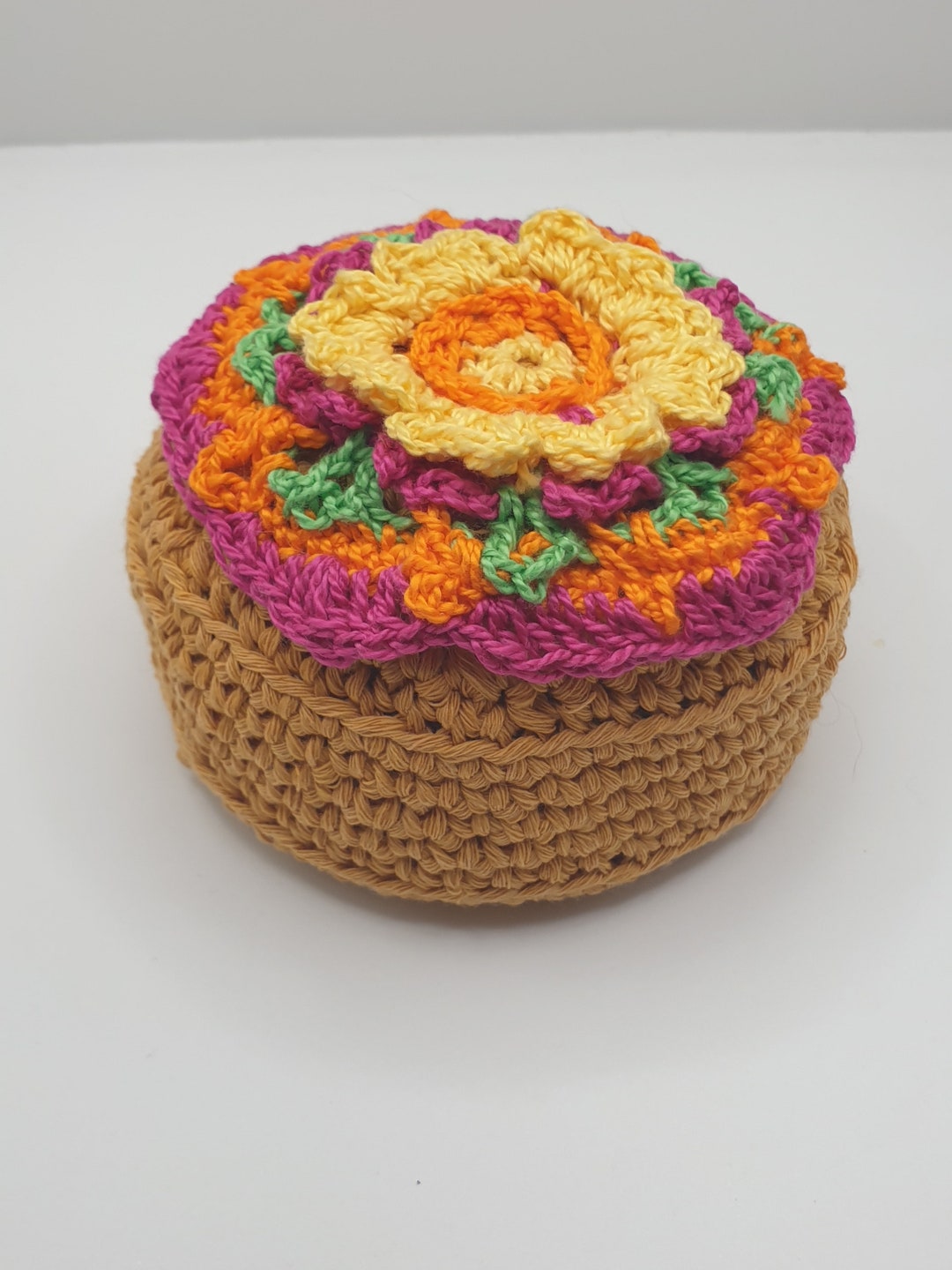 Crocheted Pin Cushion With Flower Decoration - Etsy
