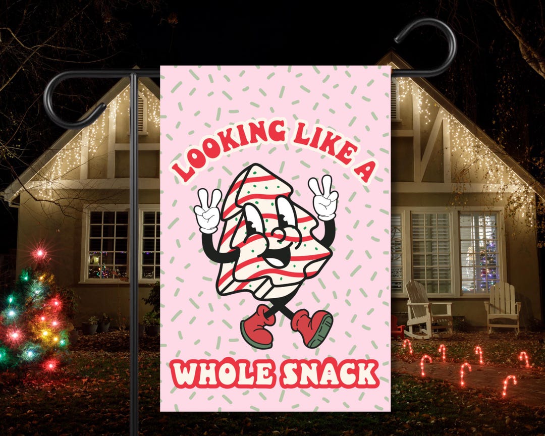 Funny Christmas Tree Snack Cake Yard Flag Sarcastic Xmas Rude Door Sign ...