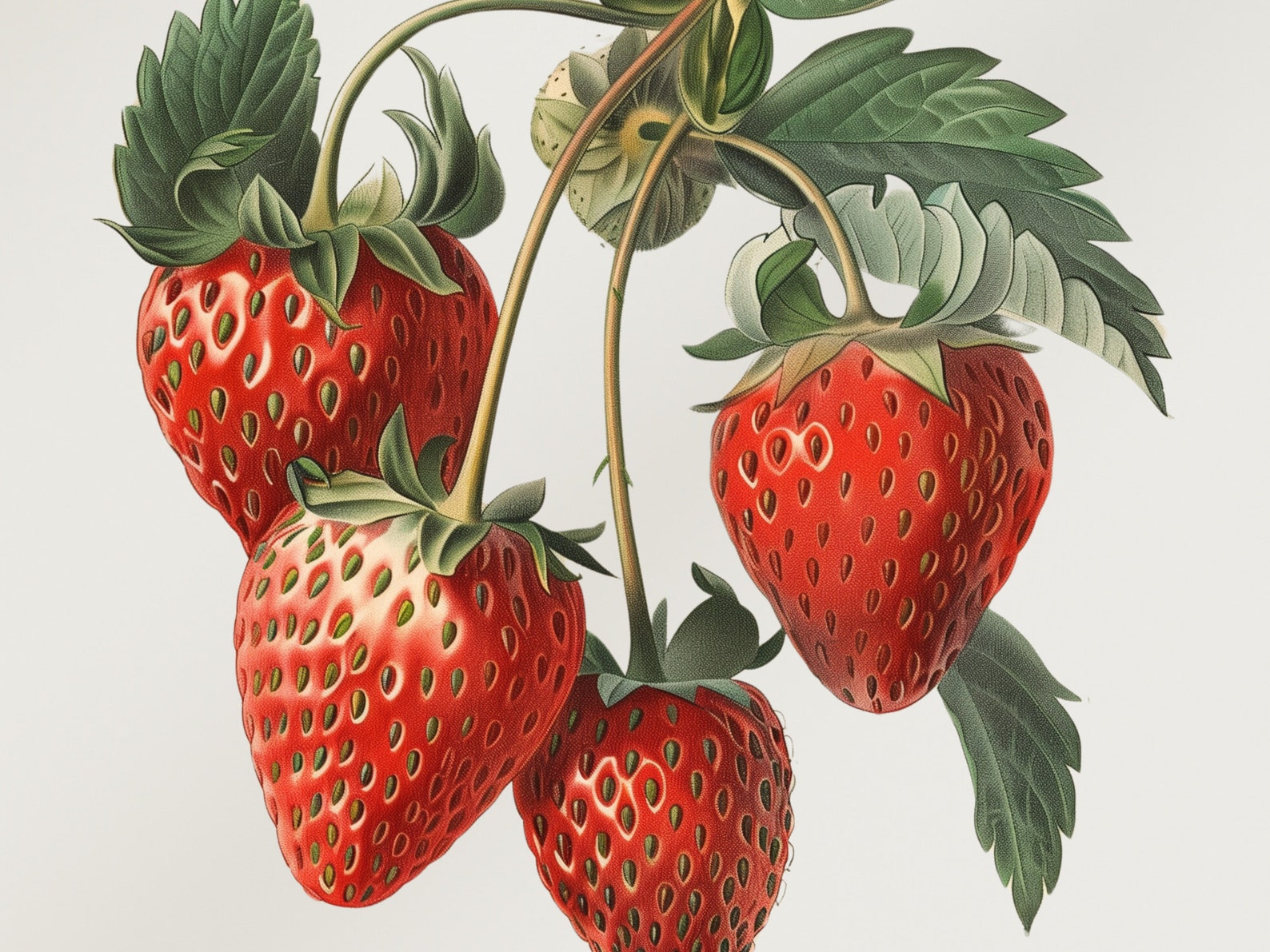 Strawberry Vintage Garden Print Art, Garden Wall Deco, Fruit Lithograph ...