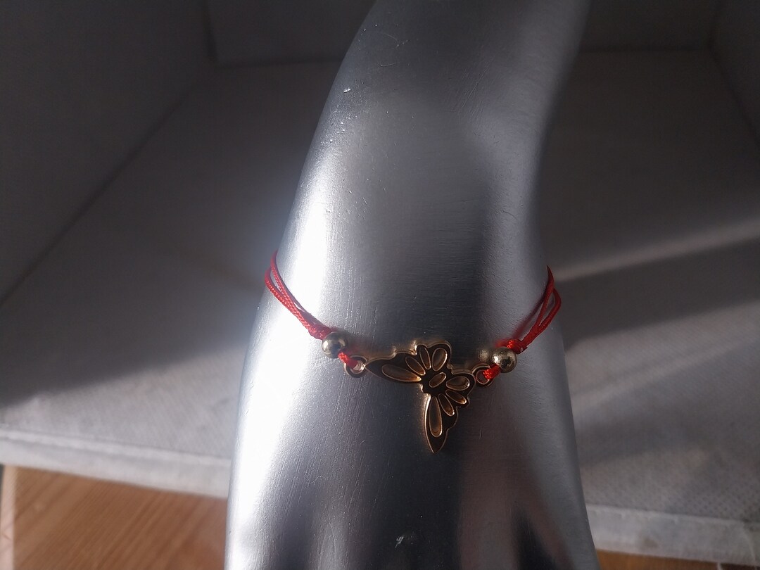 Adjustable Red Cord Bracelet With Butterfly Charm Stylish Arm Candy - Etsy