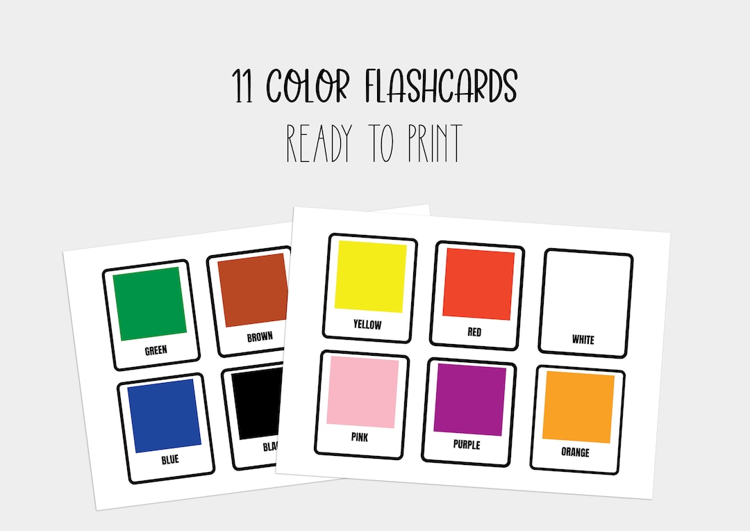 11 Color Flash Cards, Preschool Printables, Montessori Flash Cards for ...