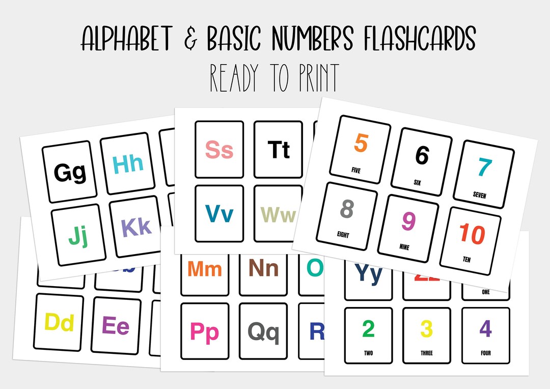 Alphabet and Numbers Flashcards, Preschool Printables, Montessori Flash ...