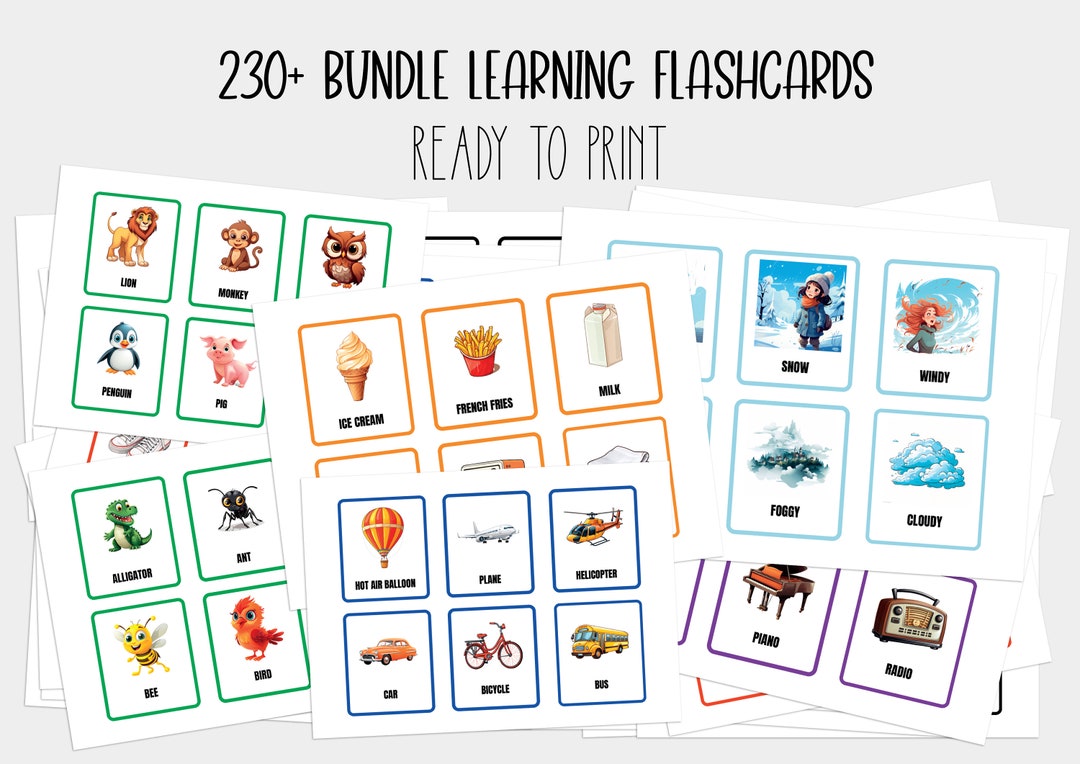 230+ Bundle Flash Cards, Preschool Printables, Montessori Flash Cards ...