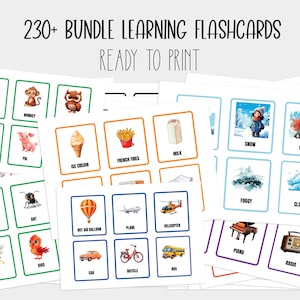 230 Bundle Flash Cards, Preschool Printables, Montessori Flash Cards ...