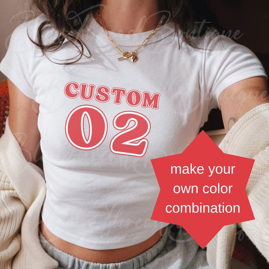 Custom Number Y2K Babytee, Custom Text Baby Tee, Cute Y2K Aesthetics ...