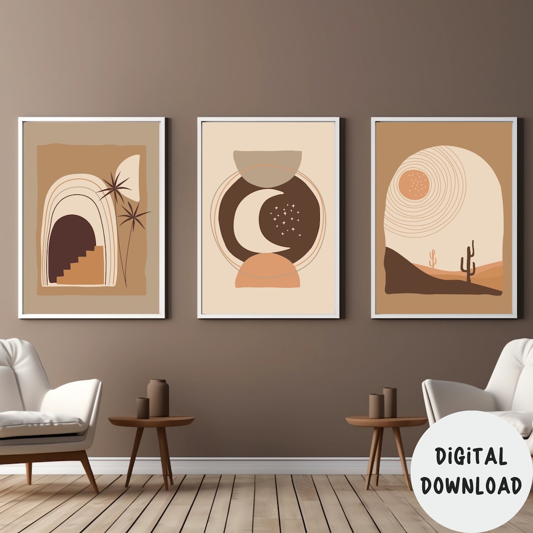 Boho Gallery Set of 3 Instant Download, Mid Century Modern Prints ...