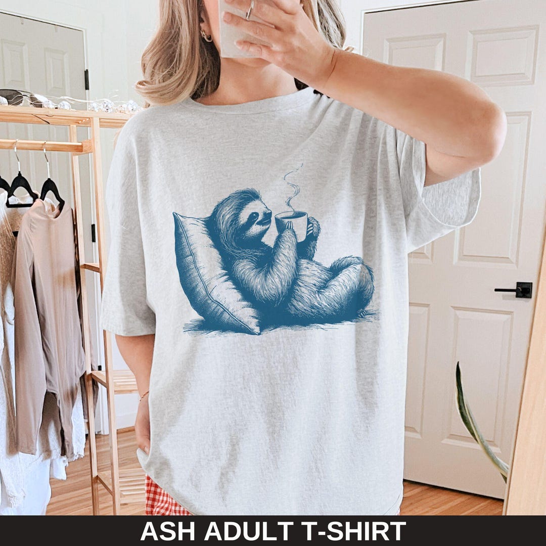 Coffee-loving Chiller Y2K Baby Tee 90s Style Sloth Meme Tshirt, Silly ...