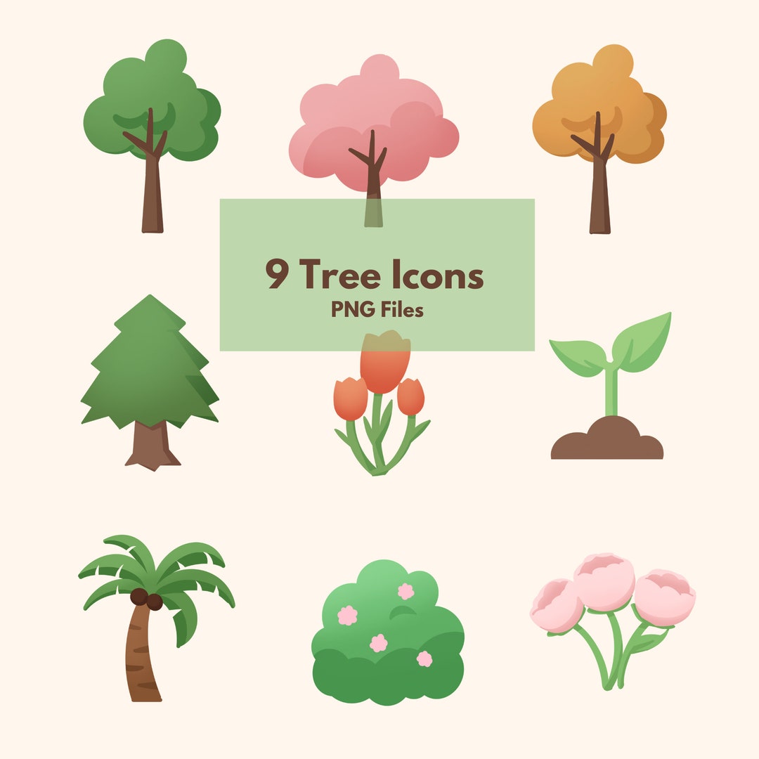 9 Tree Icon Illustrations for PC | PNG | Digital Download - Etsy