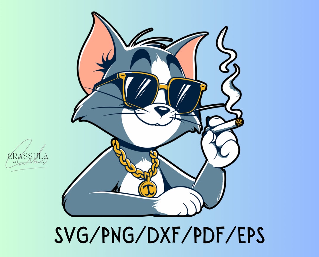 Cartoon Svg, Cartoon Tom Svg, Cat Tom Png, Tom Smoking Svg, Cat Smoking ...