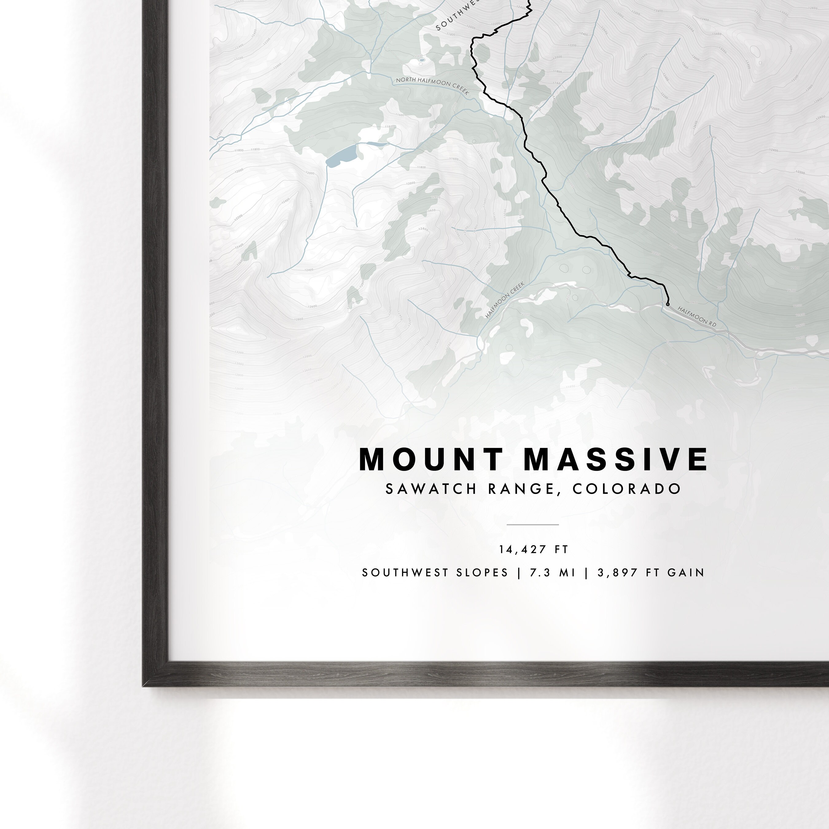 Mount Massive Trail Map Print | Sawatch Range Colorado Fourteener ...