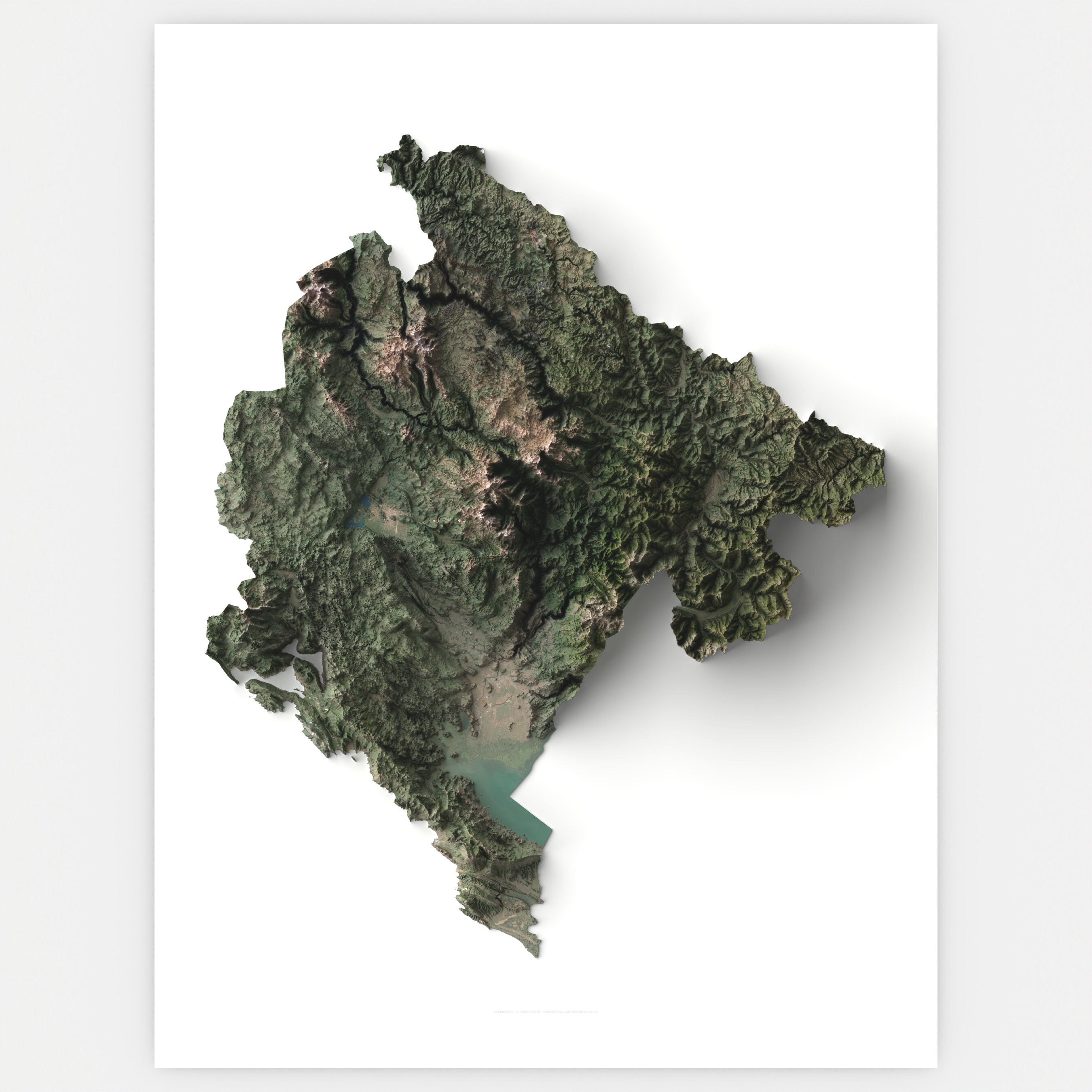 Montenegro Map Print | Modern Topographic Wall Art | Giclée Poster ...