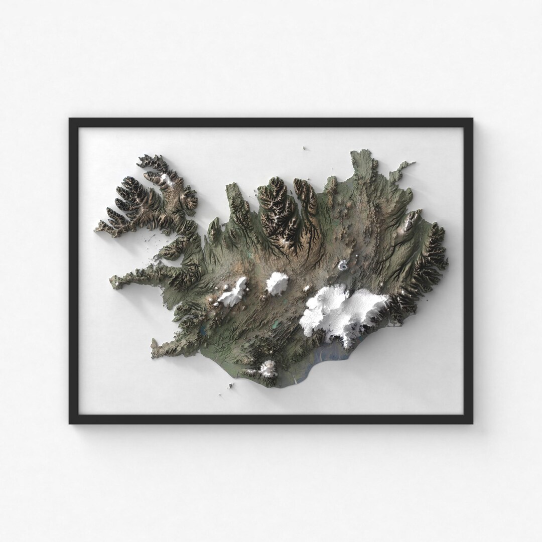 Iceland Map Print | Modern Topographic Wall Art | Giclée Poster Print ...