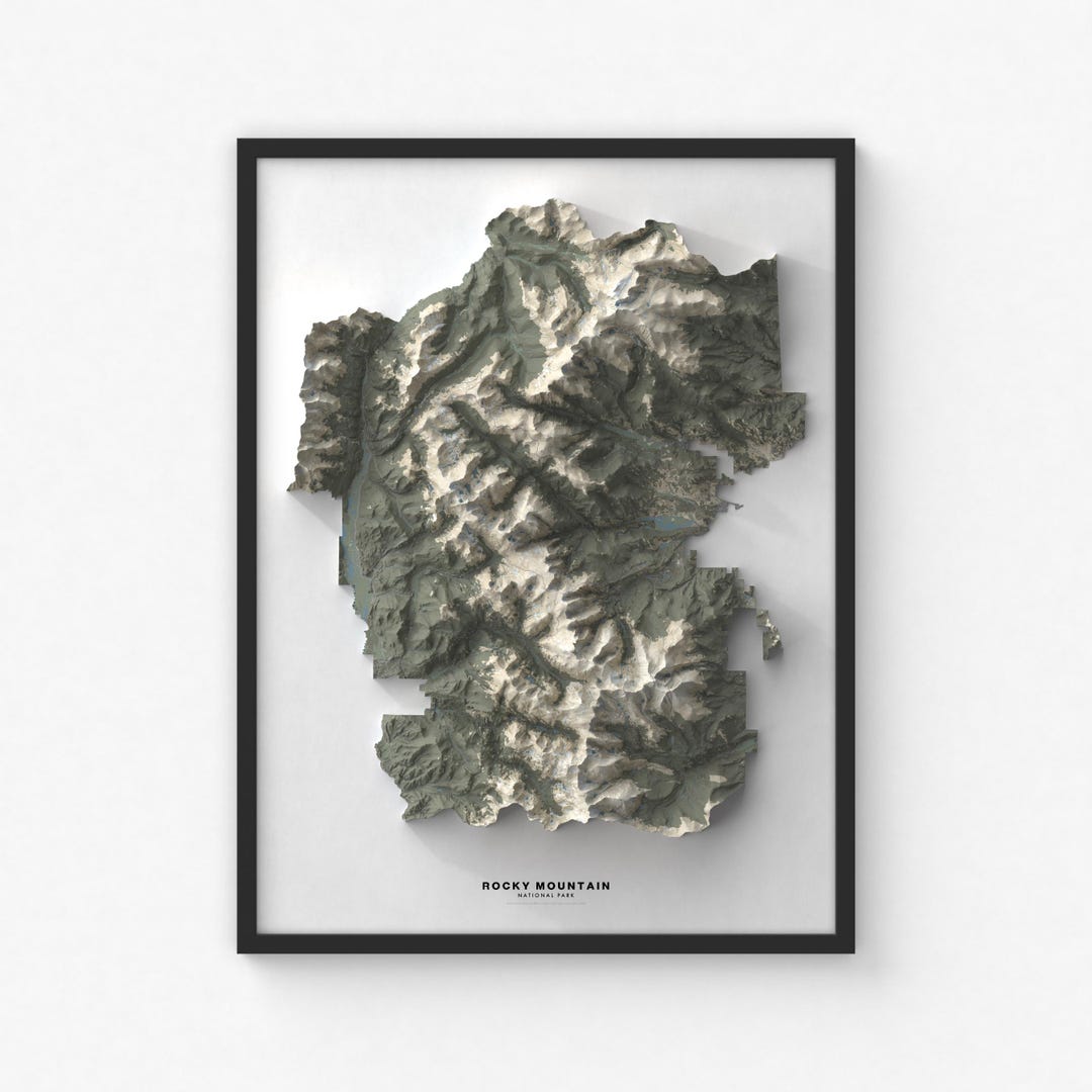 Rocky Mountain National Park Map Print | Modern Topographic Wall Art ...