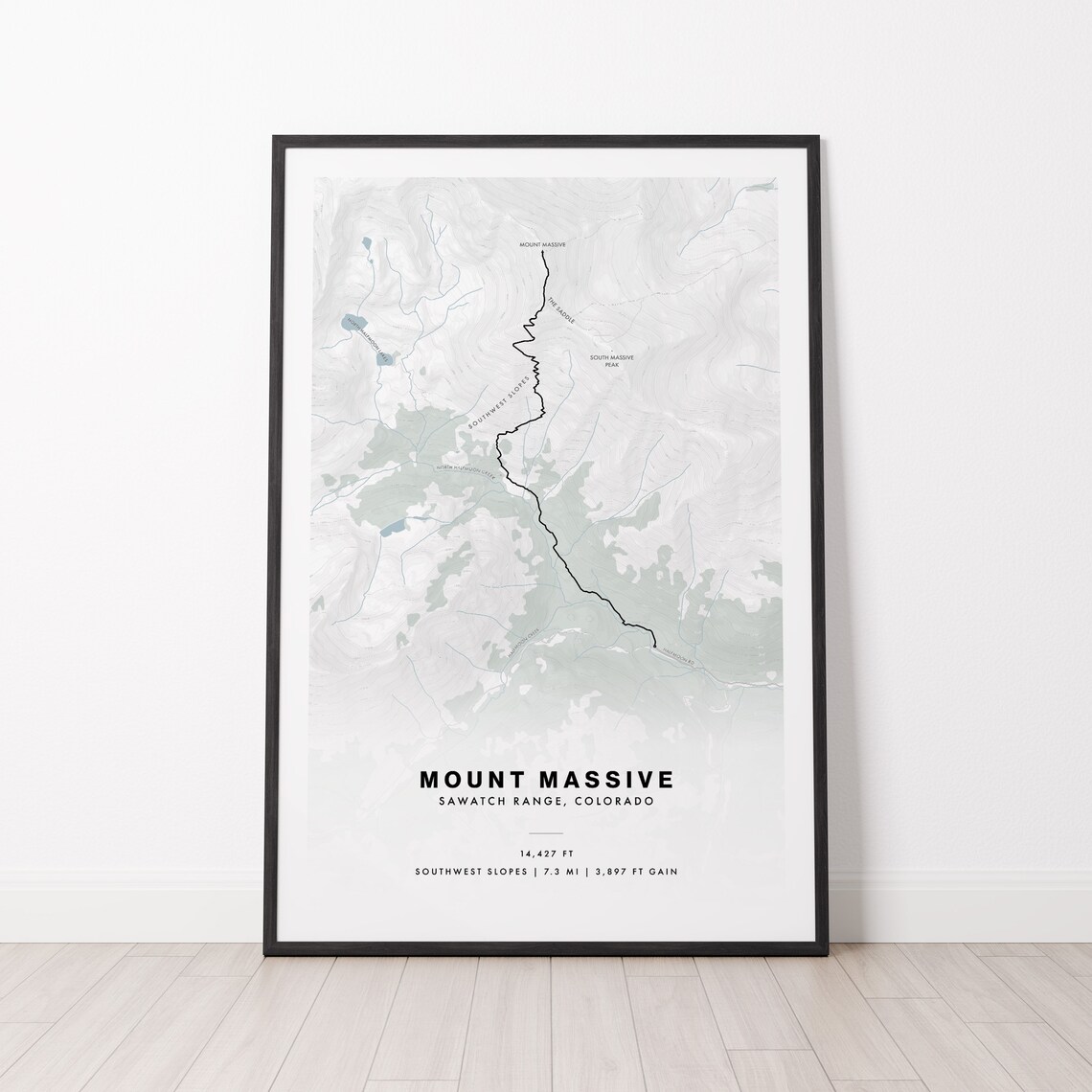 Mount Massive Trail Map Print | Sawatch Range Colorado Fourteener ...