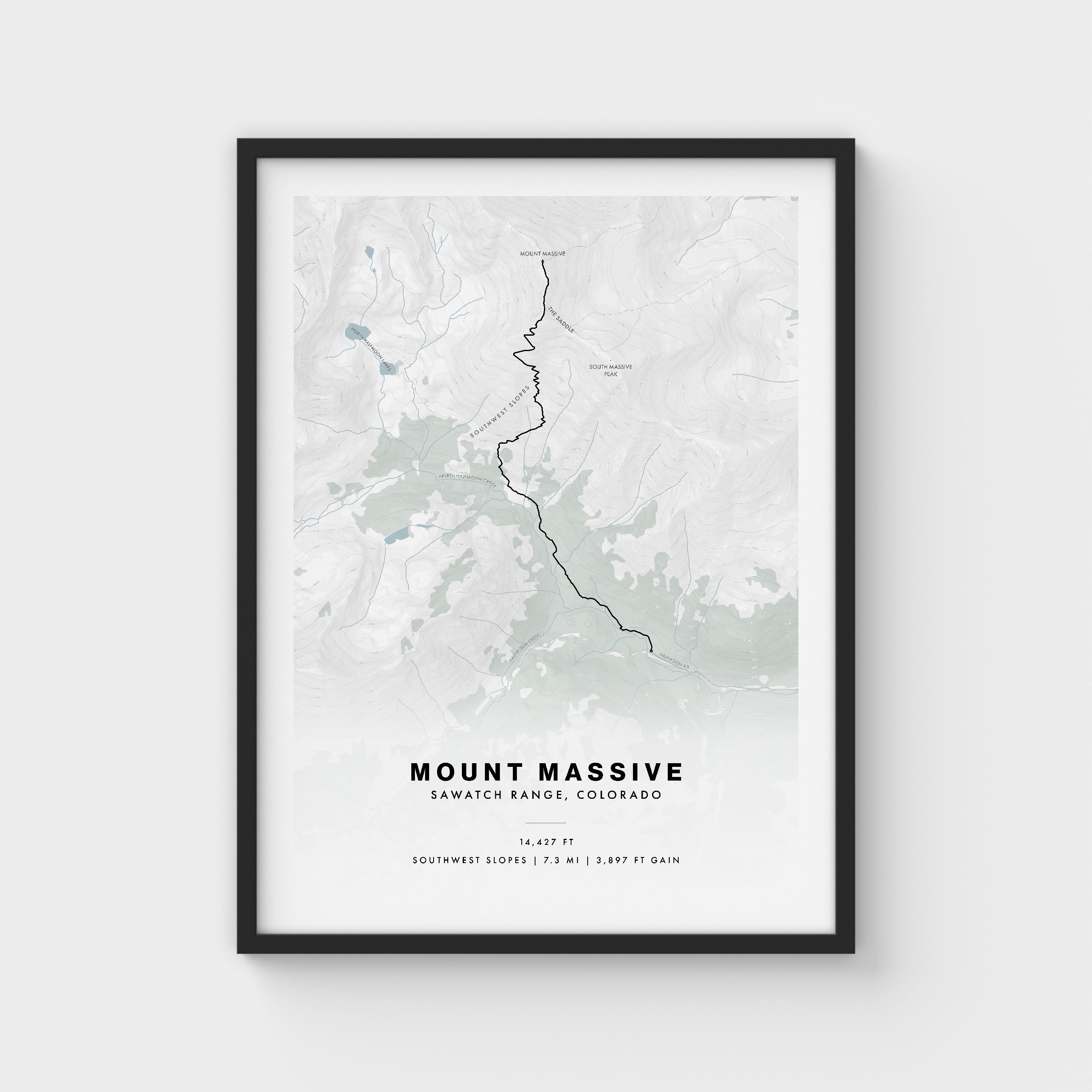 Mount Massive Trail Map Print | Sawatch Range Colorado Fourteener ...