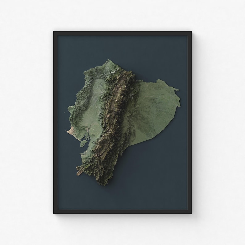 Ecuador Map Print | Modern Topographic Wall Art | Giclée Poster Print ...