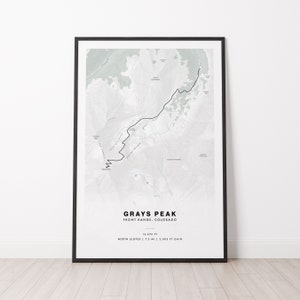 Grays Peak Trail Map Print | Front Range Colorado Fourteener | Wall Art ...