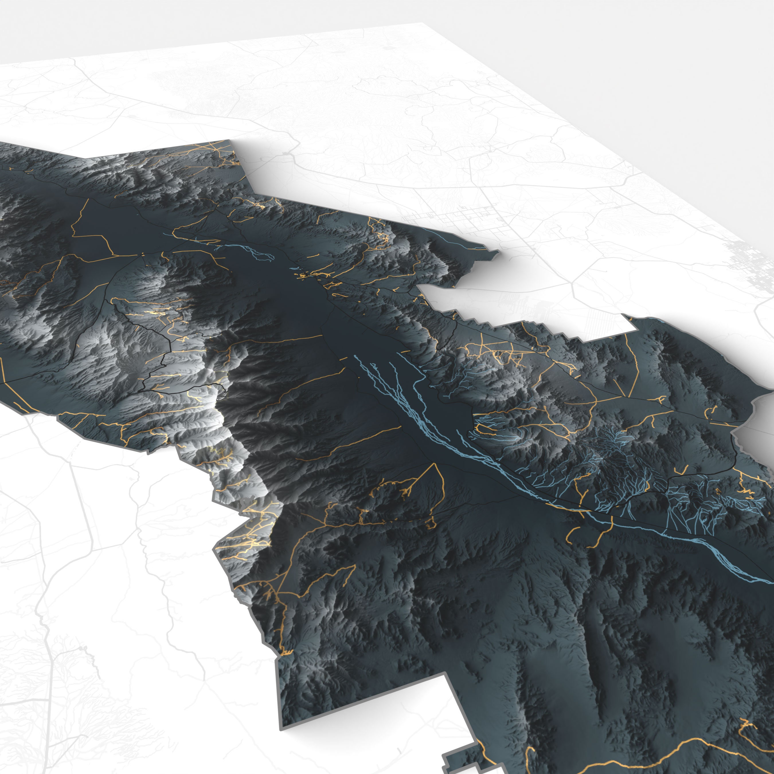 Death Valley National Park California & Nevada Shaded Relief Map Print ...