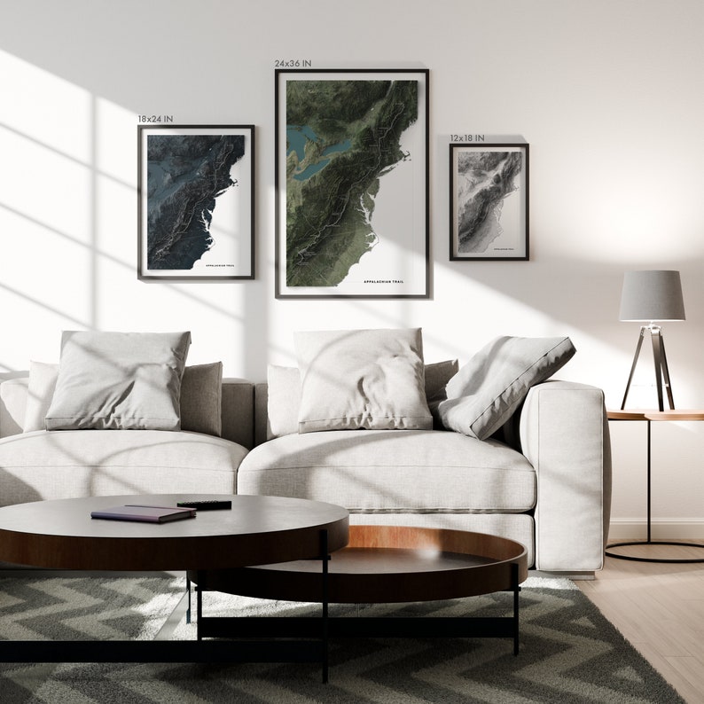 Appalachian Trail Map Print | Modern Topographic Wall Art | Giclée ...