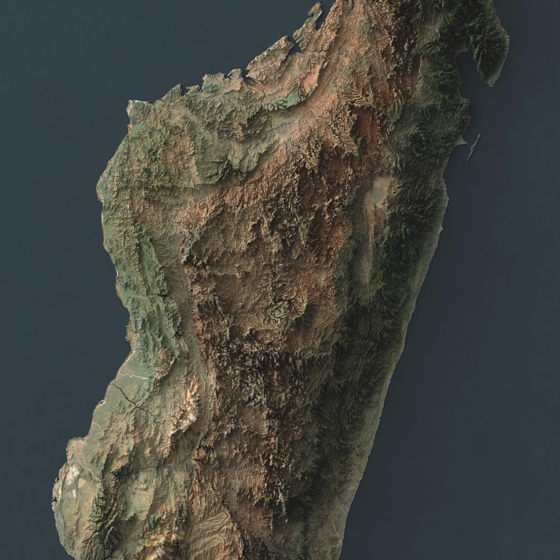 Madagascar Map Print | Modern Topographic Wall Art | Giclée Poster ...
