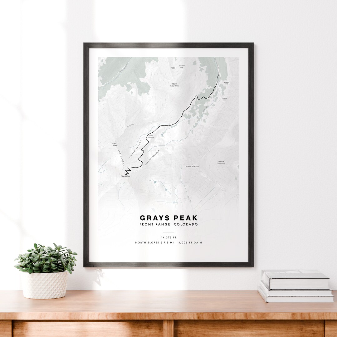 Grays Peak Trail Map Print Front Range Colorado Fourteener Wall Art - Etsy