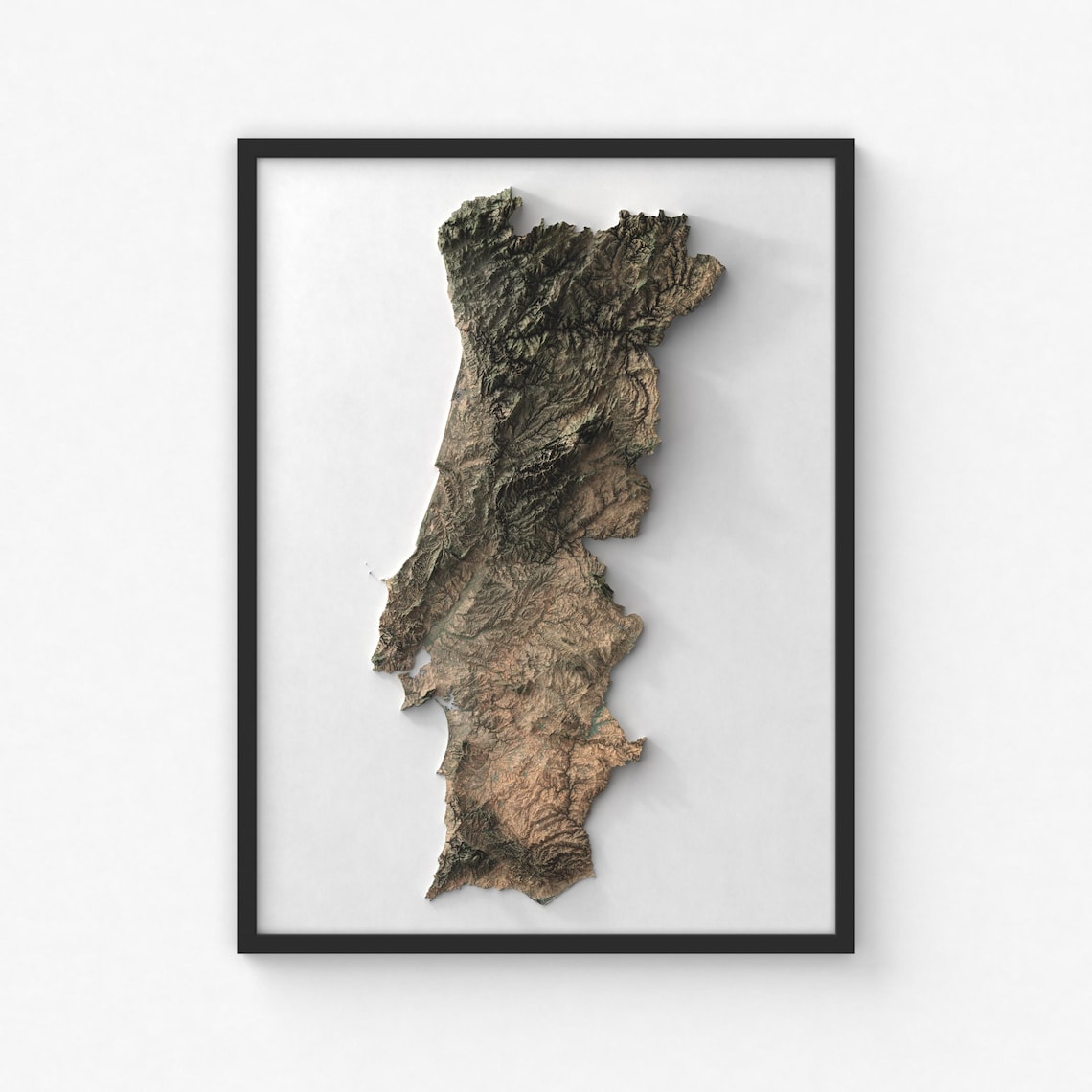 Portugal Map Print | Modern Topographic Wall Art | Giclée Poster Print ...