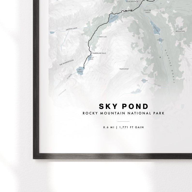 Sky Pond Trail Map Print | Rocky Mountain National Park Colorado | Wall ...