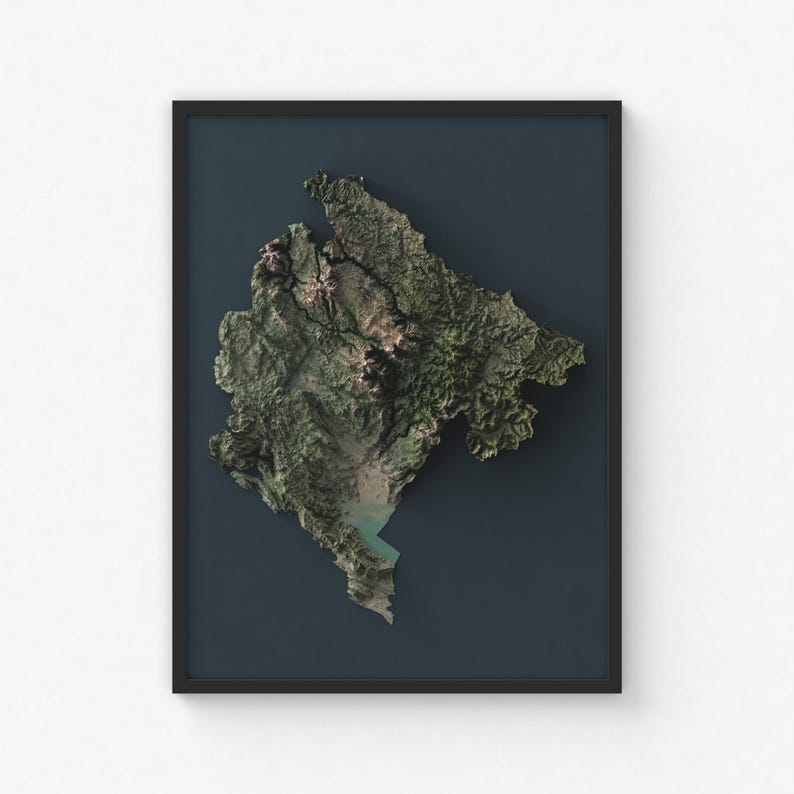 Montenegro Map Print | Modern Topographic Wall Art | Giclée Poster ...
