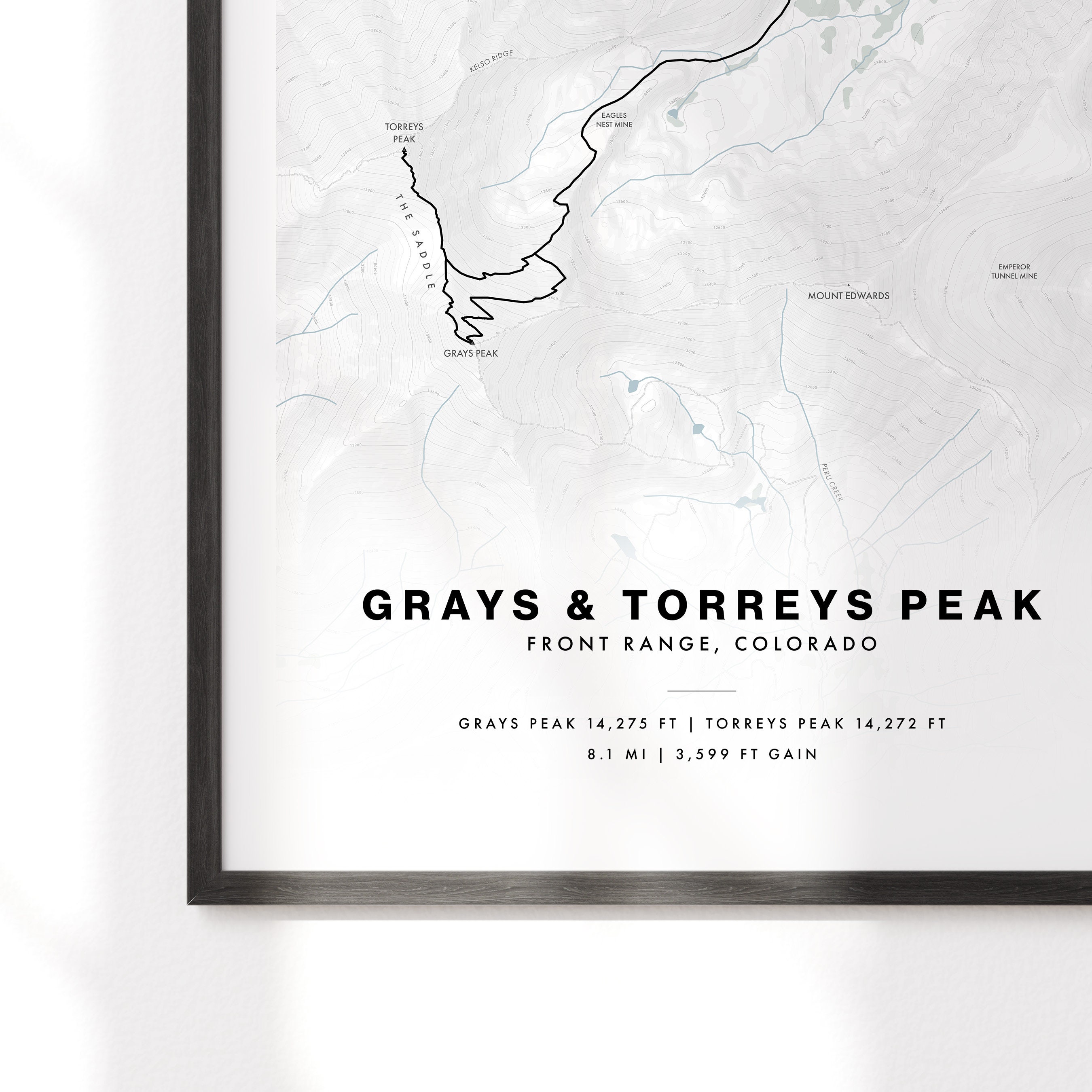 Grays & Torreys Peak Combined Trail Map Print | Front Range Colorado ...