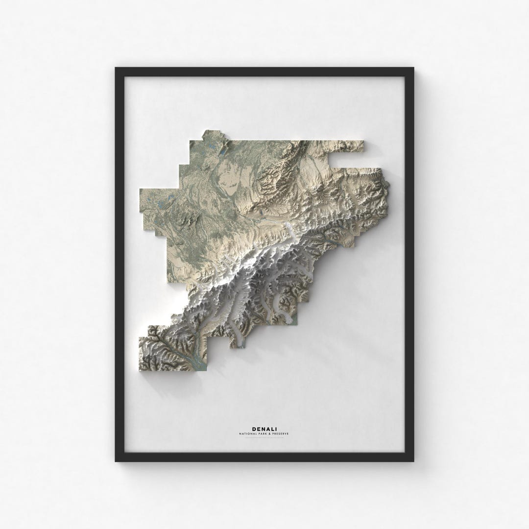Denali National Park & Preserve Map Print | Modern Topographic Wall Art ...