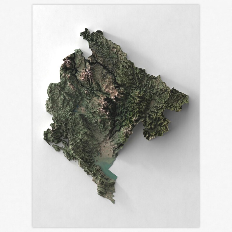 Montenegro Map Print | Modern Topographic Wall Art | Giclée Poster ...