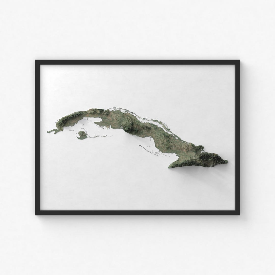 Cuba Map Print | Modern Topographic Wall Art | Giclée Poster Print - Etsy