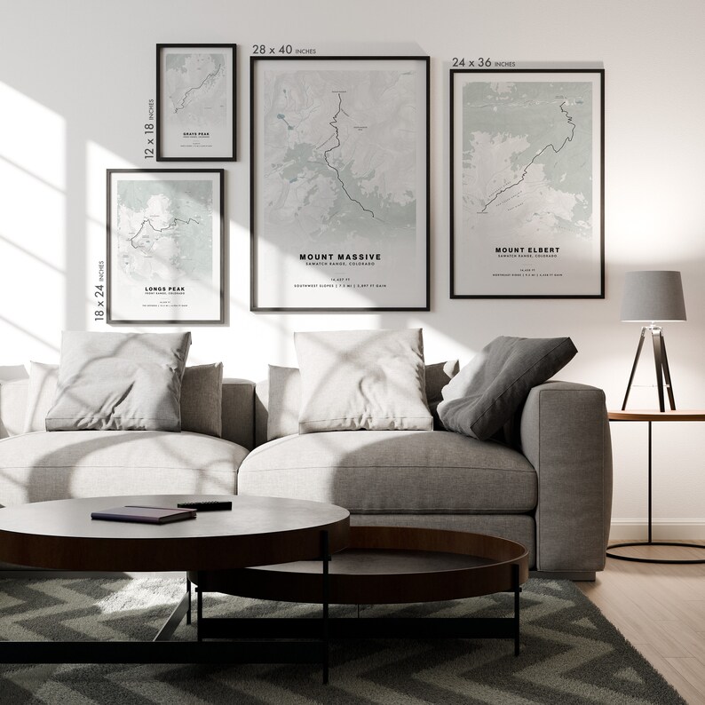 Mount Massive Trail Map Print | Sawatch Range Colorado Fourteener ...