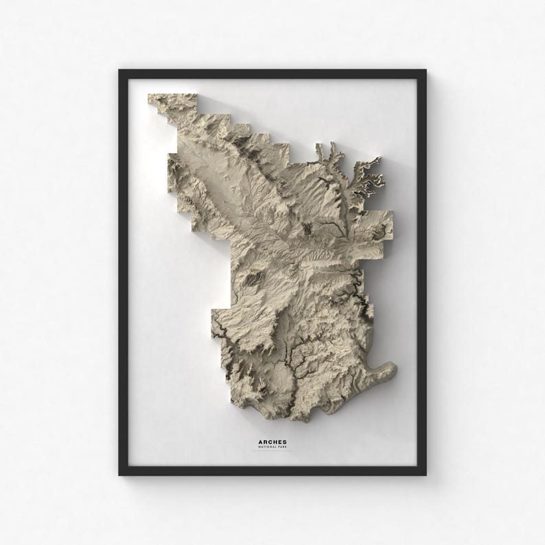Arches National Park Map Print | Modern Topographic Wall Art | Giclée ...
