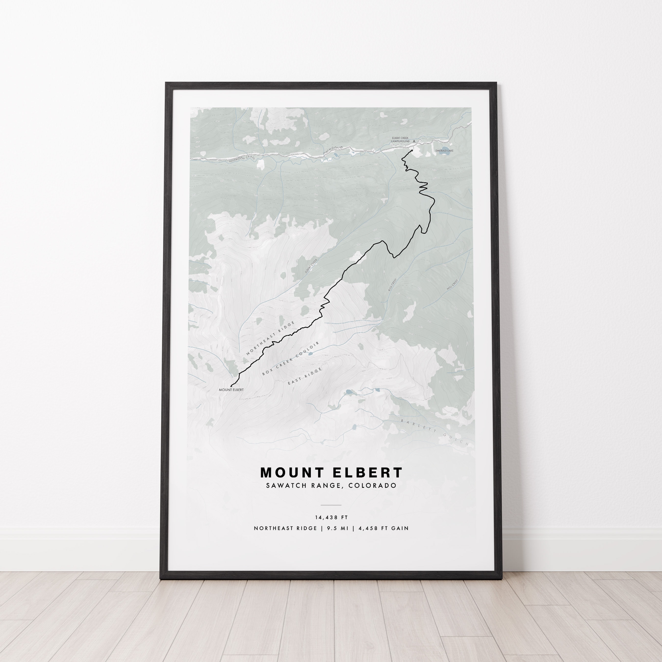 Mount Elbert Trail Map Print | Sawatch Range Colorado Fourteener | Wall ...