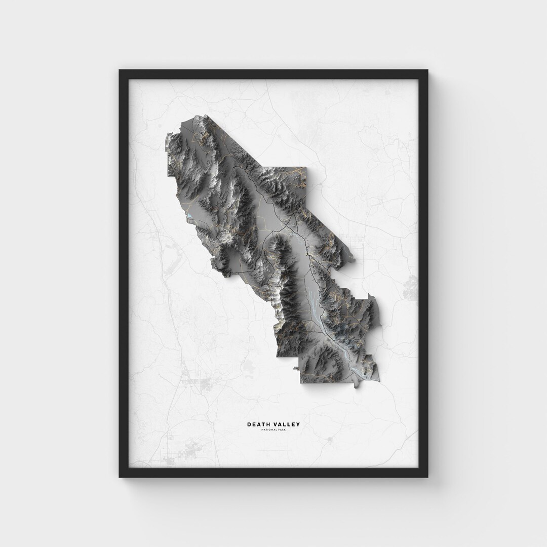 Death Valley National Park California & Nevada Shaded Relief Map Print ...