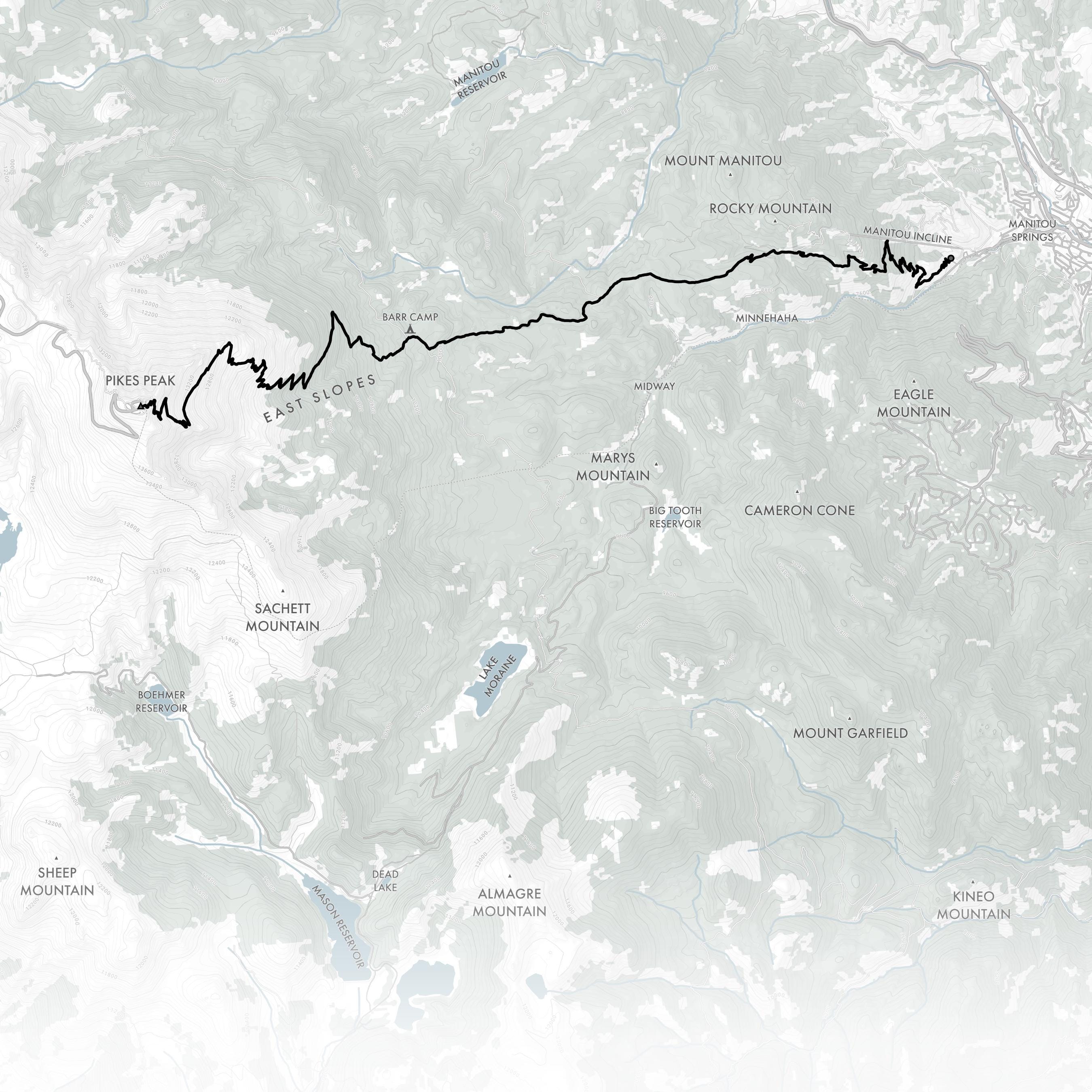 Pikes Peak Trail Map Print | Front Range Colorado Fourteener | Wall Art ...