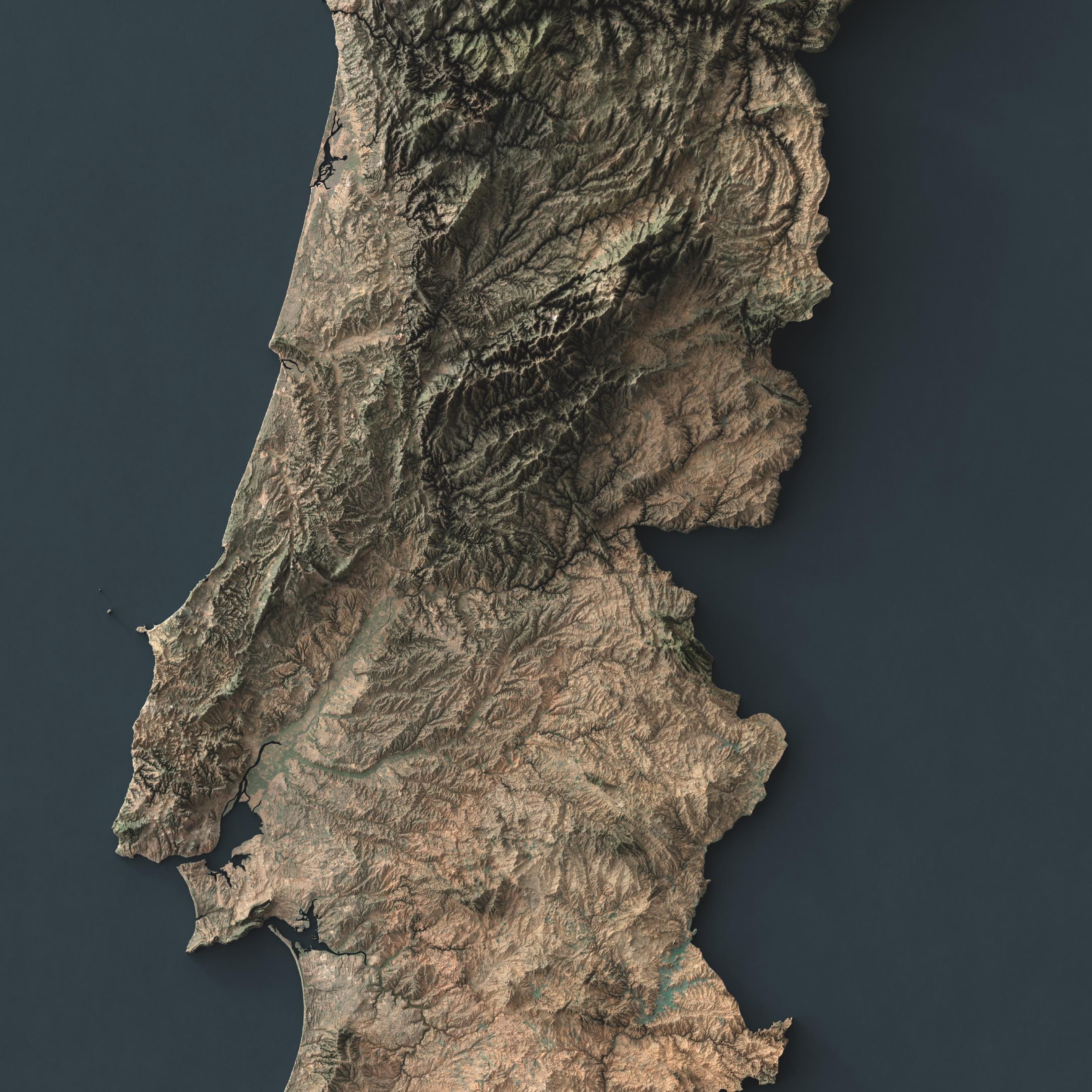 Portugal Map Print | Modern Topographic Wall Art | Giclée Poster Print ...