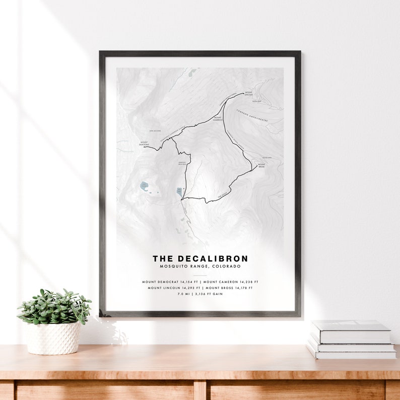 The Decalibron Trail Map Print | Mount Democrat, Cameron, Lincoln ...