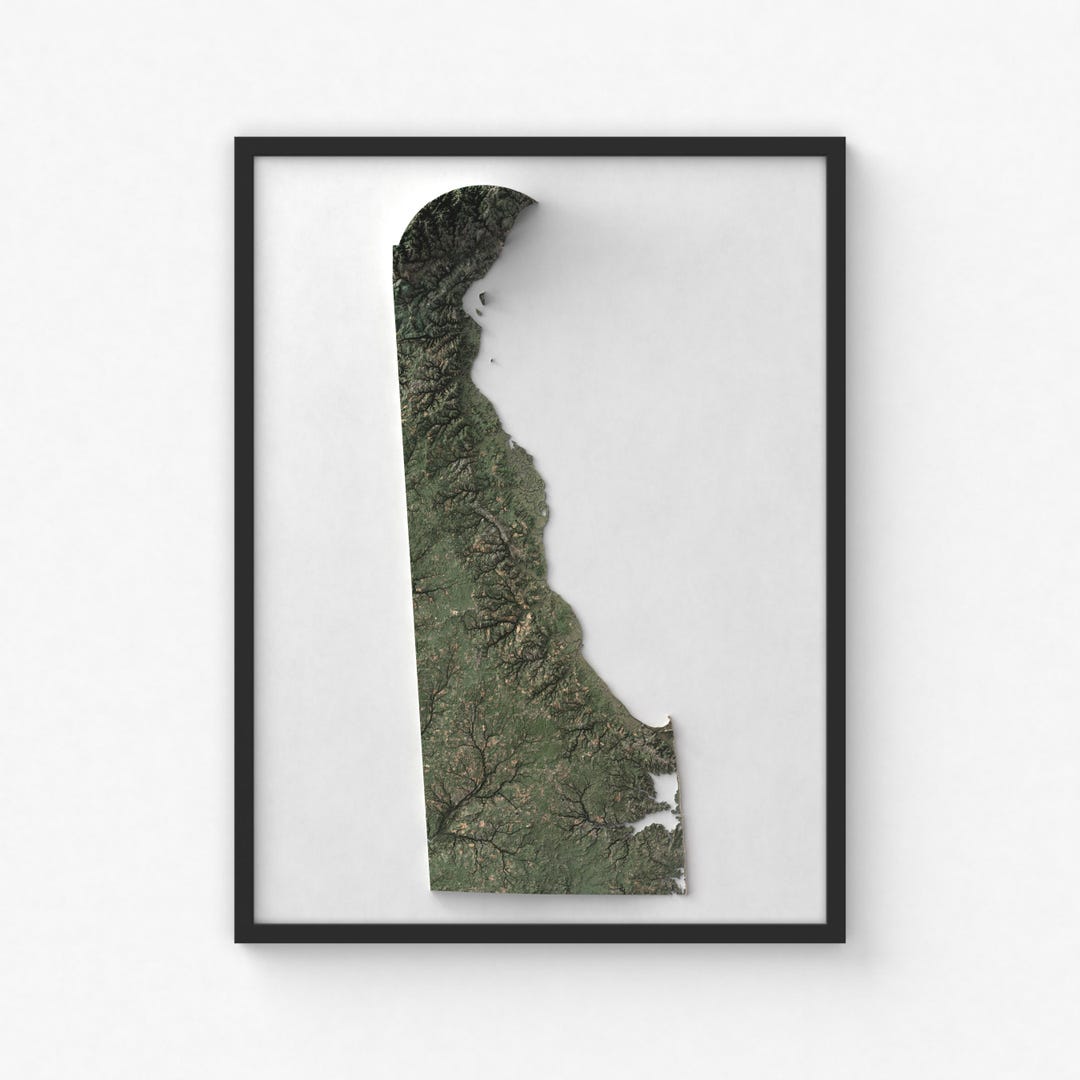 Delaware Map Print | Modern Topographic Wall Art | Giclée Poster Print ...