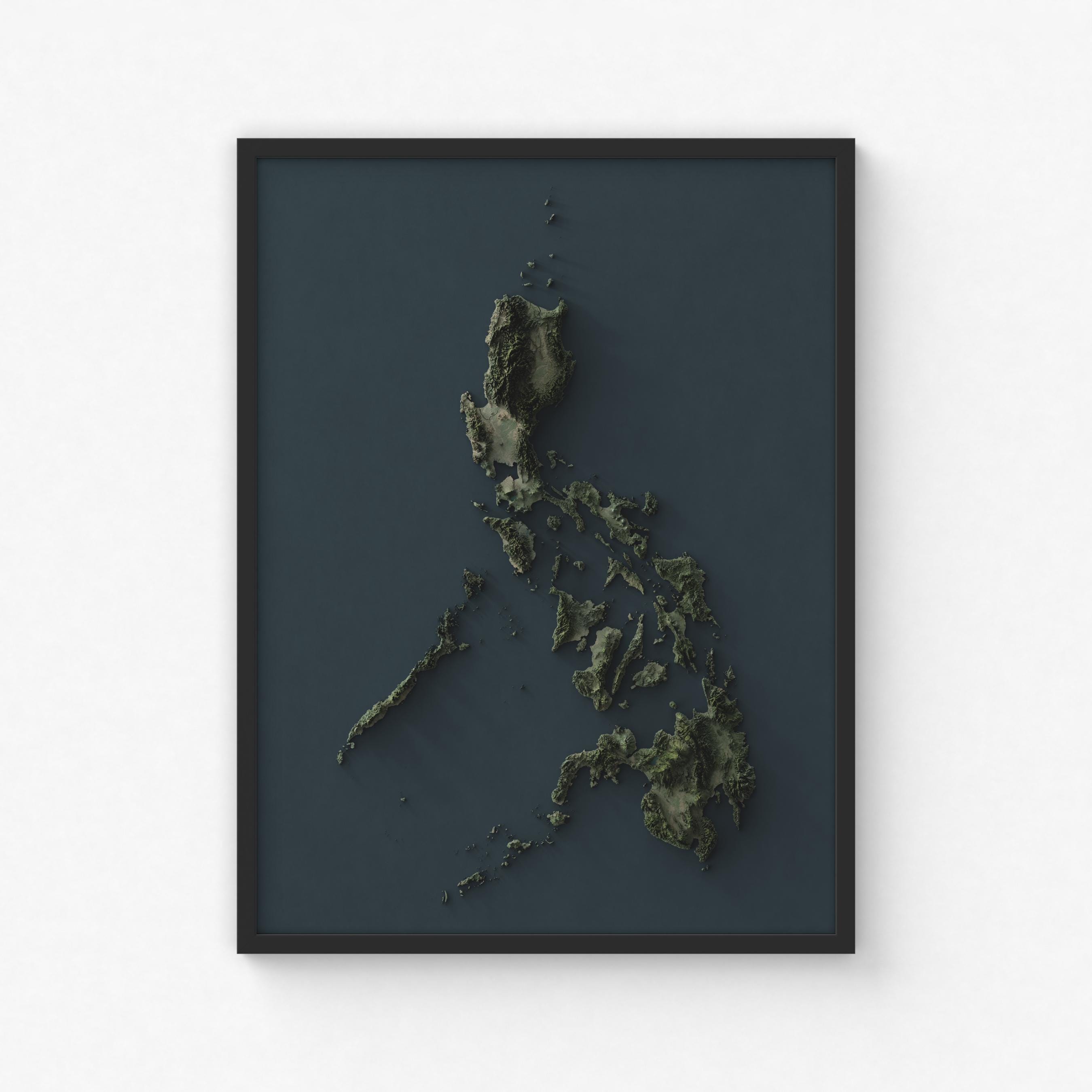 Philippines Map Print | Modern Topographic Wall Art | Giclée Poster ...