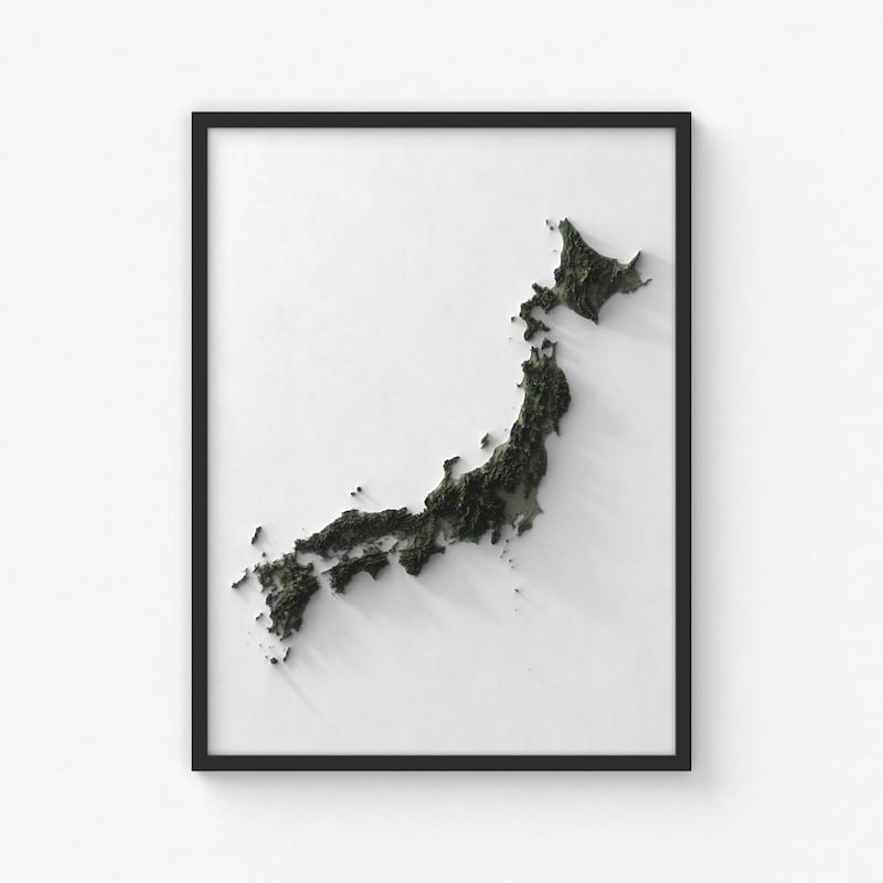 Topography Map of Japan - Etsy