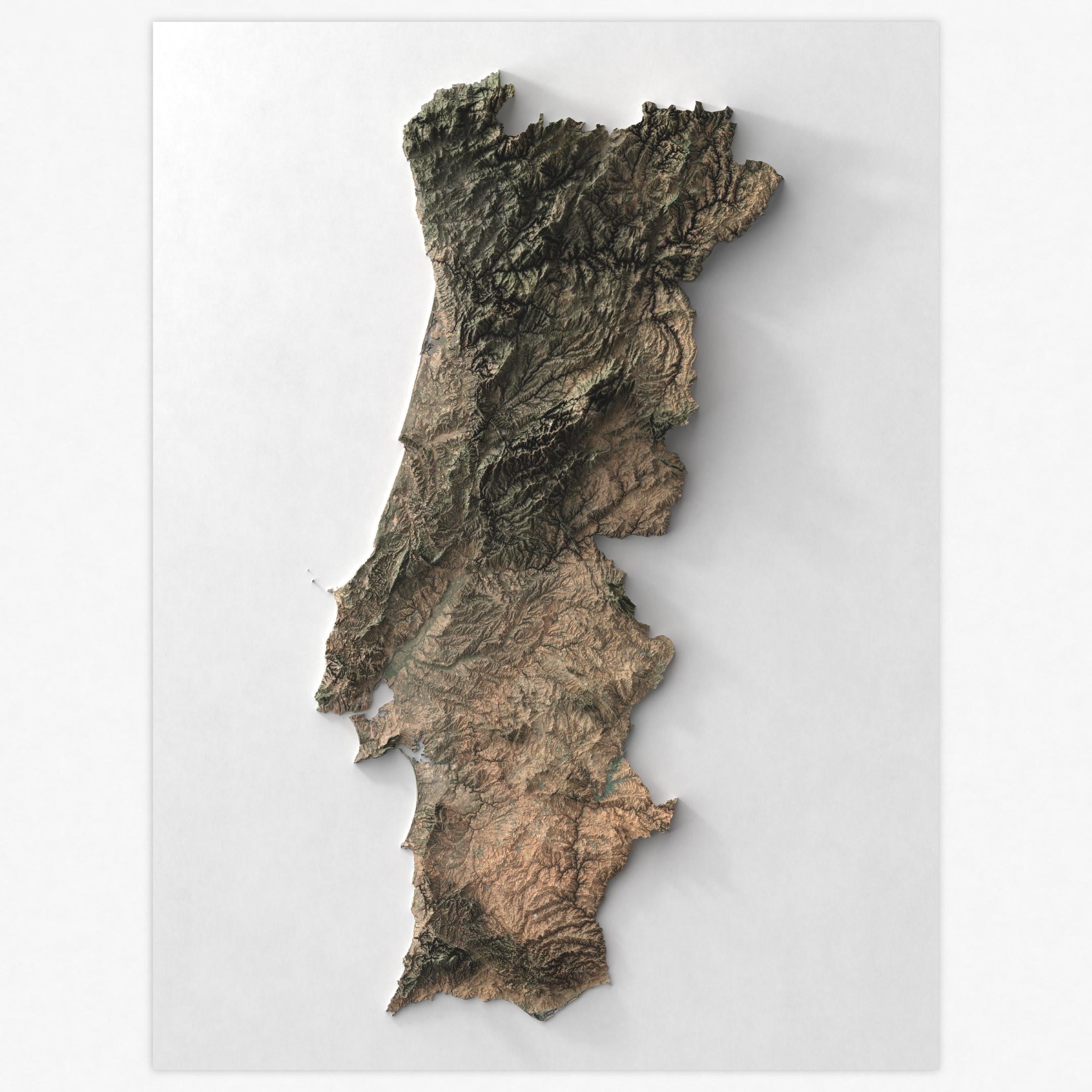 Portugal Map Print | Modern Topographic Wall Art | Giclée Poster Print ...