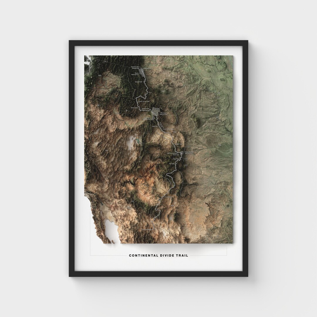 Continental Divide Trail Map Print | Modern Topographic Wall Art ...