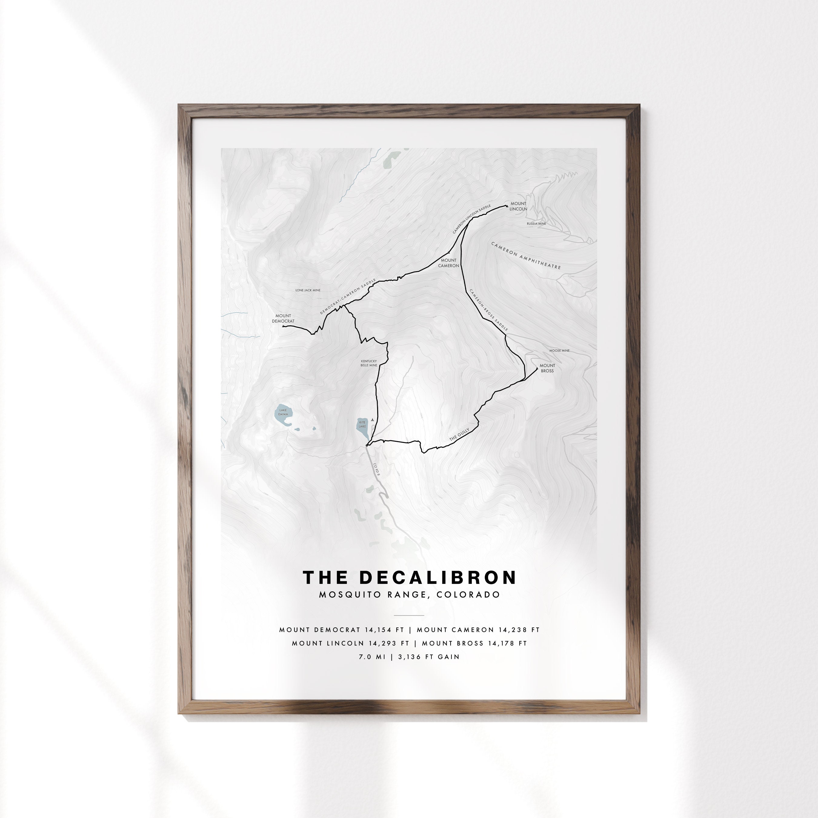 The Decalibron Trail Map Print | Mount Democrat, Cameron, Lincoln ...