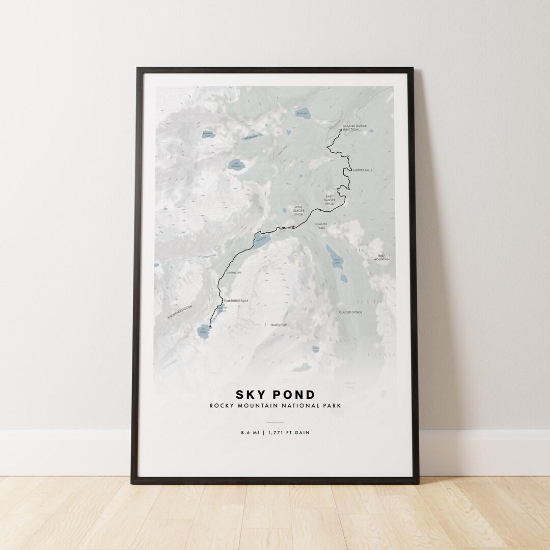 Sky Pond Trail Map Print Rocky Mountain National Park - Etsy