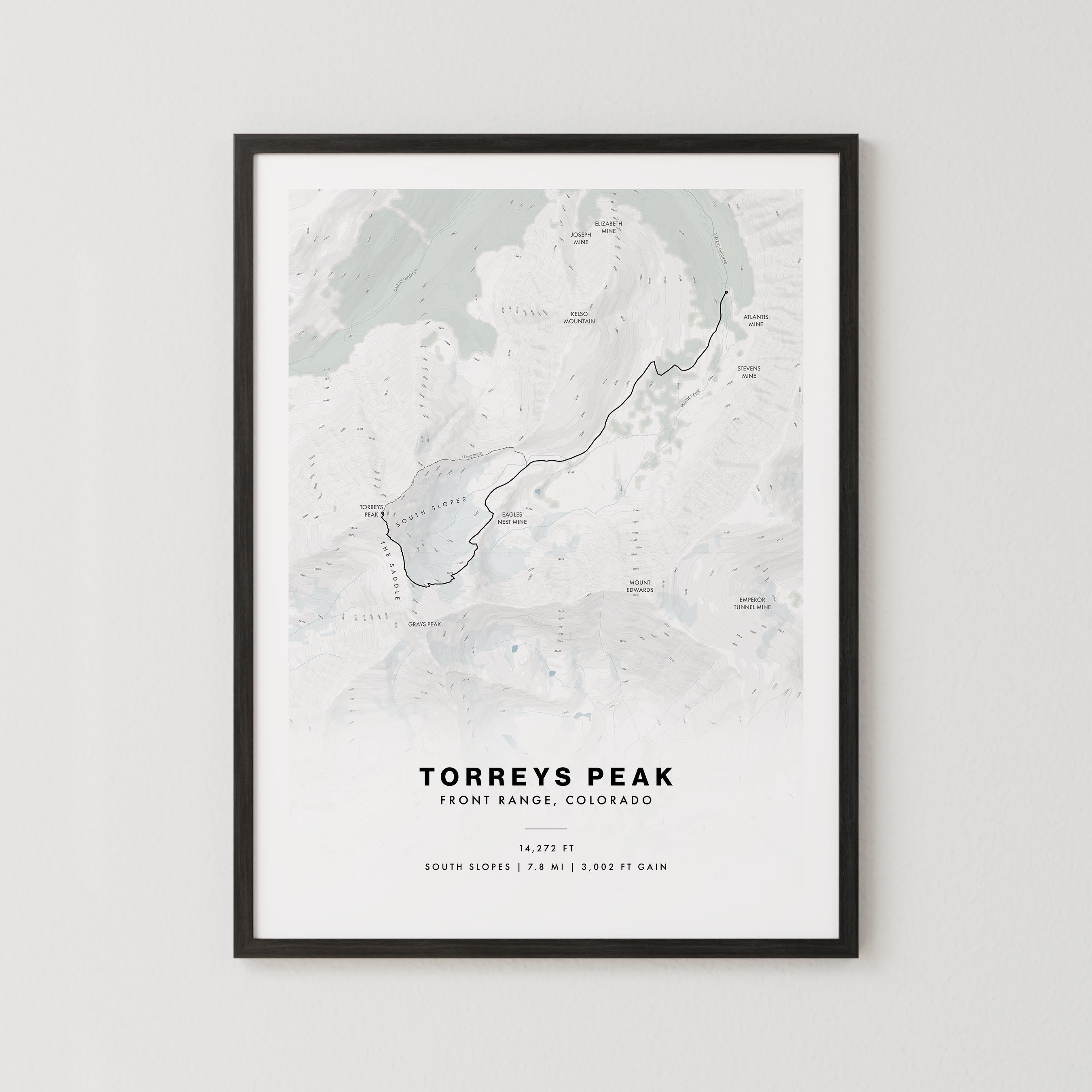 Torreys Peak Trail Map Print Front Range Colorado Fourteener - Etsy