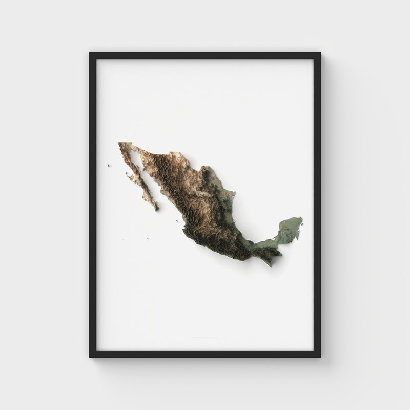 Topographic Map Of Mexico Etsy